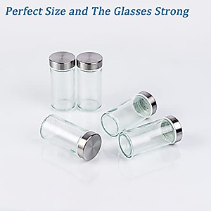 CASCIARO Spice Jars, 6 Pcs Glass Spice Jars with Label, Spices Container Set, Spice Jars Glass Empty 4 oz, Round Spice Bottles, Seasoning Bottles Included Chalk Marker and Silicone Collapsible Funnel