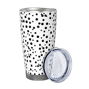 WXZYFP Car cup (single silver rim), can use a straw or drink directly, easy to use.Black And White Polka Dot