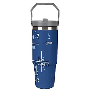WITHSBKK 30oz Car Cup Math Formula Printed with Portable, Stainless Steel Travel Mug, Vacuum Insulated Tumbler And Straw, Leakproof for Car & Outdoor, UV Printed Design