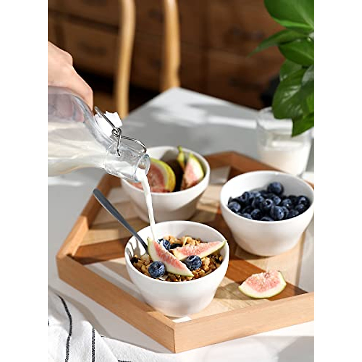 Sweese Porcelain Bouillon Cups, 8 Ounce Small Dessert Bowls, Soup Dipping Sauce Bowls Set of 6, Microwave and Dishwasher Safe, White, No. 107.001