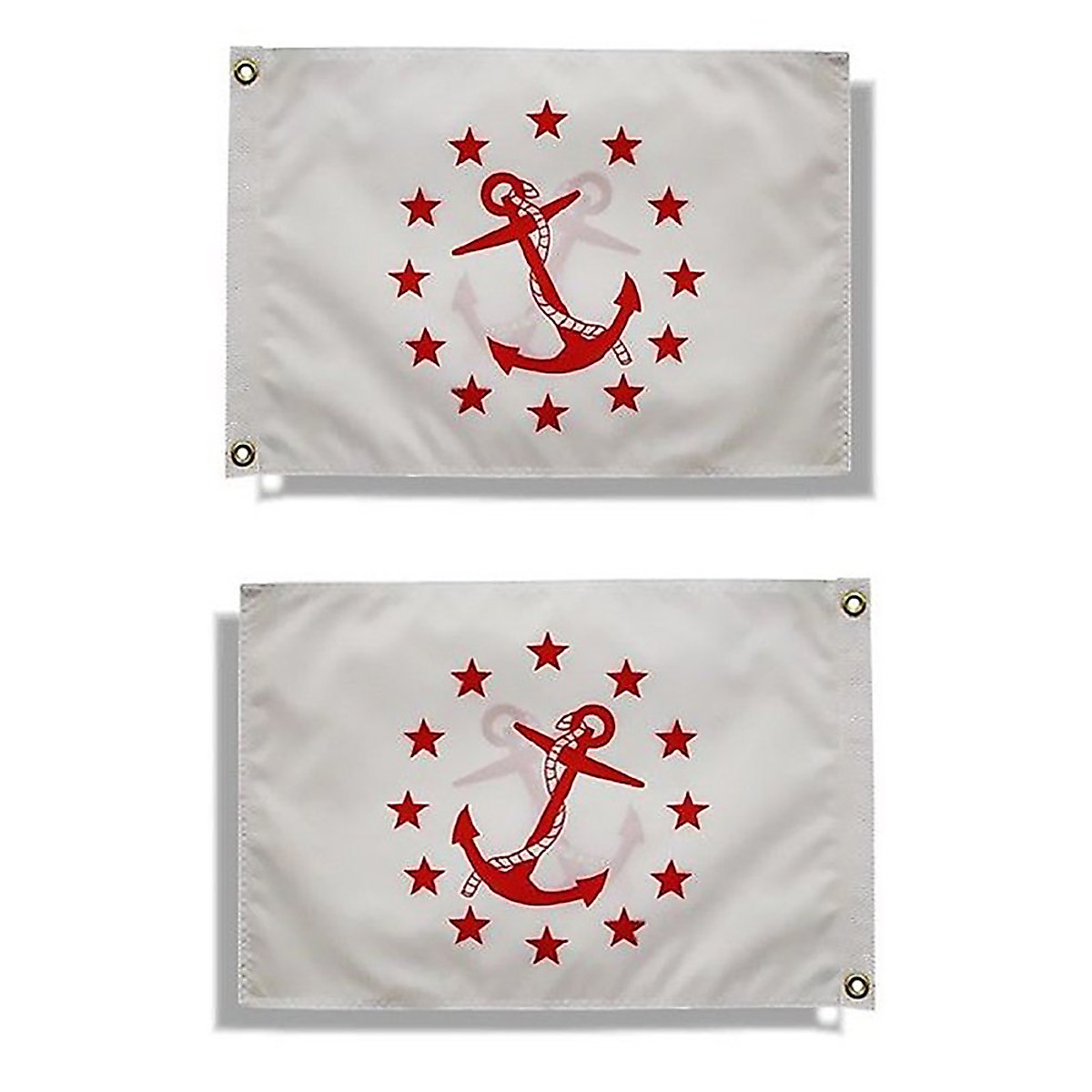 12x18 Nautical Ensign White Anchor Stars Commodore Boat Double Sided Nylon Flag House Banner Double Stitched Fade Resistant Premium Quality