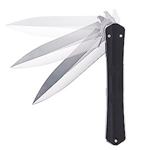 TACRAY Unique Folding Camping Knife, One-hand Operated Hunting Knife (NOT a Flick Knife), Pocket Clip Knife with Durable Handle (G10) and Single-edged Sharp Blade