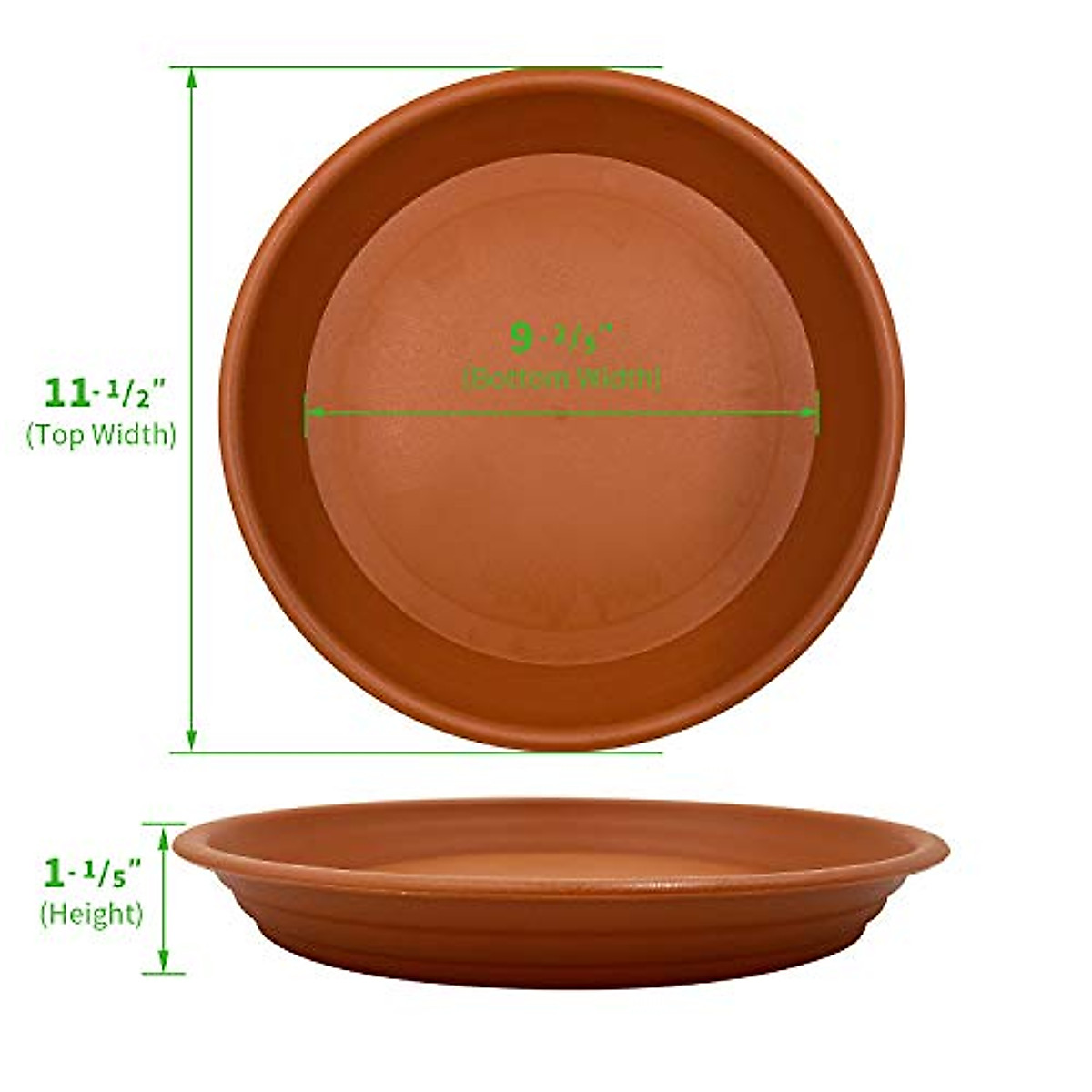 Jantens Plant Saucers - 4 Pack of 12 inch - Durable Thicker Plastic Plant Tray Flower Pot Saucers for Outdoors Indoors Flower Pots and Planters, Terracotta