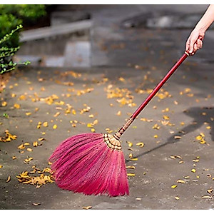 SKENNOVA - 1 Piece of 39-41 inch Tall of Asian Broom Natural Broom Grass Handmade Broom Witch Broom Bamboo Stick Handle, Durable Broom for Sweeping Dirt Dust and Hair