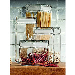 Anchor Hocking 1-Quart Stackable Jars with Glass Lids, Set of 4