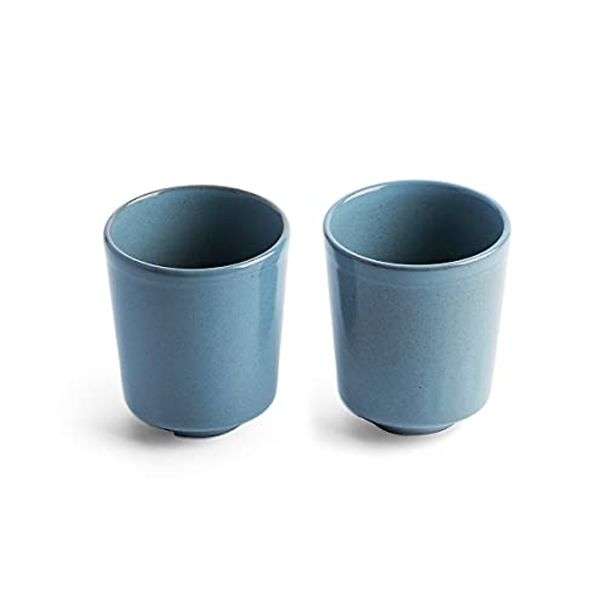 Keltum Smokey Blue Glazed Stoneware 8.5 oz. Mugs, Set of 2