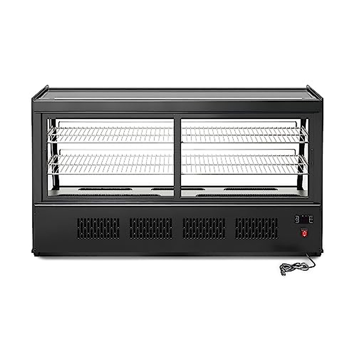 KoolMore CDC-7C-BK 48 in. Refrigerated Bakery Display Case with Clear Glass Front, Sliding Rear Doors, LED Lighting, Adjustable Temperature, and Dual Shelving for Baked Goods in Black, 7 cu. ft