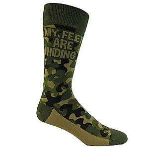 Crazy Dog T-Shirts Mens My Feet Are Hiding Socks Funny Saying Camo Army Gag Gift Cool Hunting Novelty Present Graphic Footwear