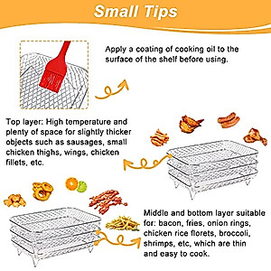 BYKITCHEN Air Fryer Rack for Ninja Dual Air Fryer, 3pcs Stackable Stainless Steel Dehydrator Rack, Rectangle Air Fryer Racks Compatible with Double Air Fryer, Ninja Dual Air Fryer Accessories