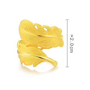 CHOW SANG SANG 999.9 24K Solid Gold Price-by-Weight 8.42g Gold Feather Ring for Women 86820R | Our Size 11 / US 5.25