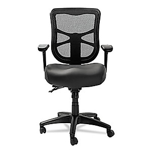 Alera EL4215 Elusion Series Mesh Mid-Back Multifunction Chair, Black Leather