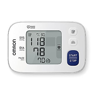 Omron RS4 Wrist Blood Pressure Monitor with Intelligence Technology, Cuff Wrapping Guide and Irregular Heartbeat Detection for Most Accurate Measurement