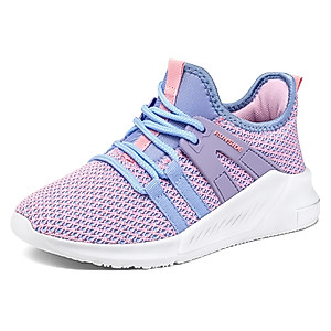 RUNSIDE Boys Girls Tennis Shoes Kids Lightweight Breathable Sneakers Lace-up Running Athletic Shoes for Toddler/Little Kid/Big Kid Purple