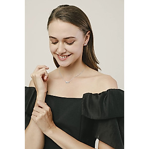 Coodilor 925 Sterling Silver Bow Stud Earrings With Cubic Zirconia, 14K White Gold Plated Earrings for Women, Perfect for Gift