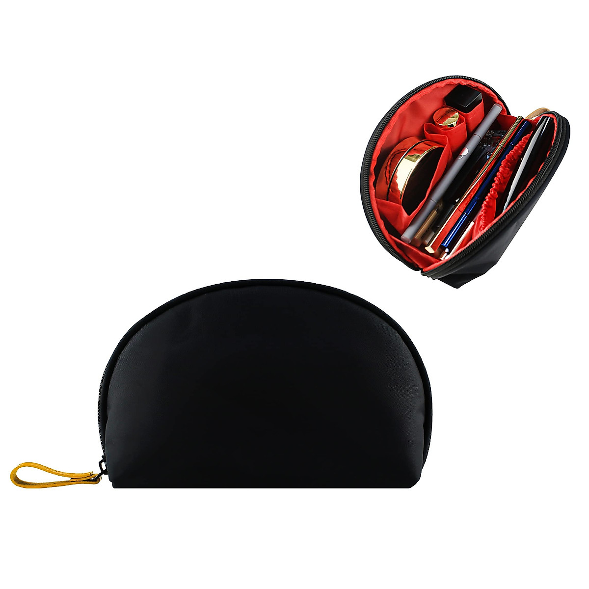 Kososuru Small Makeup Bag for Purse Portable Waterproof Cosmetic Bag Travel Makeup Pouch for Women (Nylon, Inner red)