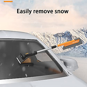 Kwak's Car Extendable Ice Scraper and Snow Brush with LED Light & Ice Scraper for Car or Truck Auto SUV Snow Removal Removable Ice Scraper for Windshield (S)