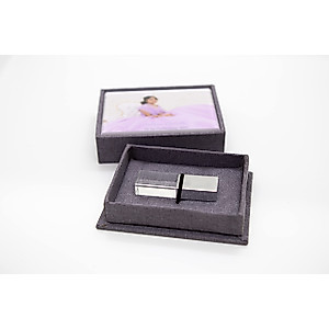 Deluxe Linen Flash Drive Box with Photo (Gray) to Put Your USB Flash Drive Holds one Photo on The Cover of The Box