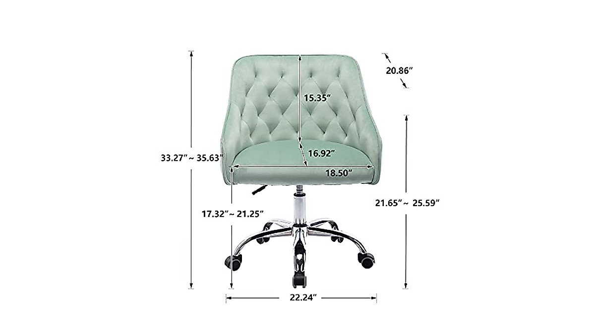 CNANXU Velvet Swivel Office Chair - Modern Mint Green Comfort