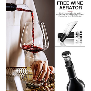 AOOE Red Wine Glasses Set of 6, Hand Blown Crystal Glasses-21 OZ,Large Burgundy Glasses- Light, Clear, Perfect for Wine tasting, Wedding, Anniversary, Birthday