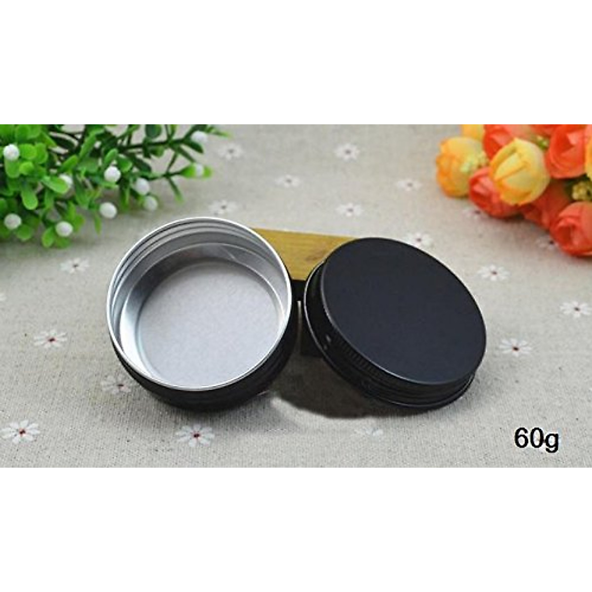 2 oz.Tins Black Aluminum Metal Tin Round Screw Top Lid Containers Jars Metal Storage Tin Jars for Lip Balm DIY Cosmetics Salves,2 Ounce/60 ML,12 Pack