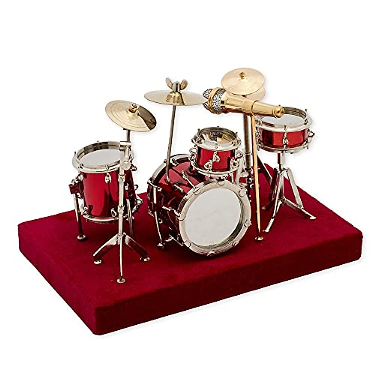 Broadway Gift Red Drum Set Music Instrument Miniature Replica on Stand, Size 5 x 5 x 4 in.