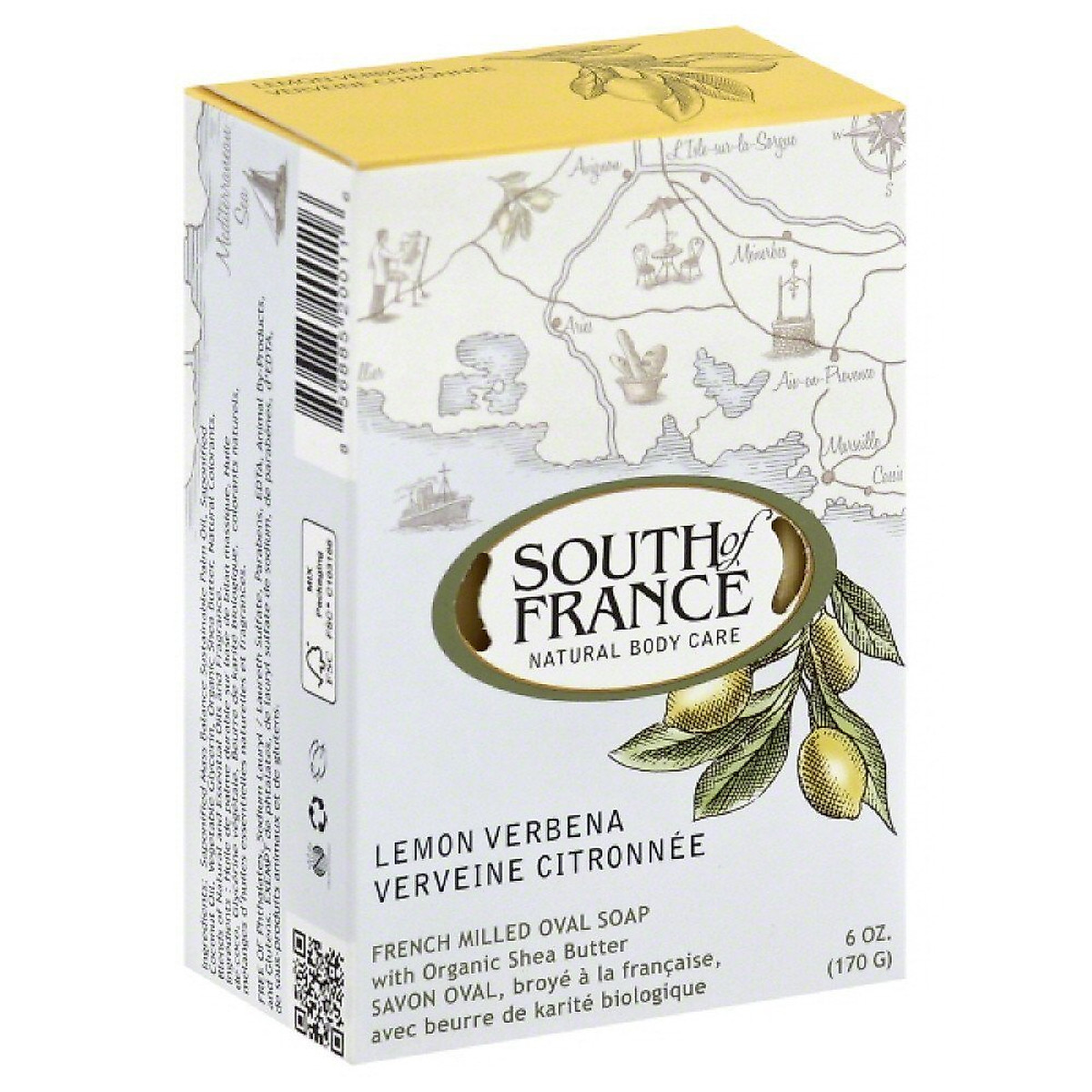South Of France Natural Bar Soap, Lemon Verbena, 6 Ounce