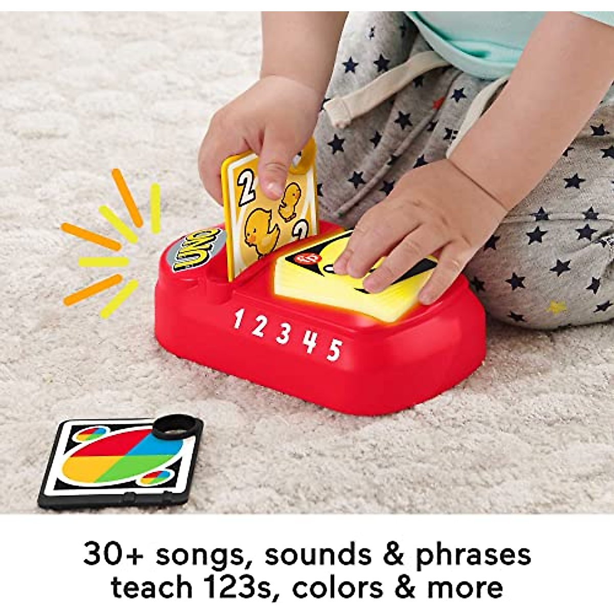 Fisher-Price Laugh & Learn Baby & Toddler Toy Counting and Colors Uno with Educational Music & Lights for Ages 6+ Months