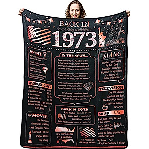 Henghere 50th Birthday Gifts for Women Friend, Mom, Grandma, Sister, Wife, Aunt, Coworker, Happy 50 Year Old Birthday Decorations Women | Blanket for Bed Sofa 60x50 Inches, Rose Gold