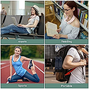 Trakxy Four Blades Foldable Neck Fan 2022 New Version, 4000 mAh Battery Powered Bladeless Neck Fan, Upgraded Four Blades Super Strong Wind Portable Fan for Outdoor Sports, Home, Office, Travel-Blue