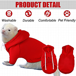 Foaincore 6 Pcs Ferret Clothes Accessories, Include Ferret Harness and Leash Set Safe Ferret Collar Bell Small Soft Ferret Sweatshirt for Guinea Pig Hamster Chinchilla Teacup Chihuahua, Grey and Red