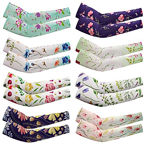Eurzom 8 Pairs Gardening Sleeves Sun Protection Arm Sleeves Farmers Arm Covers for Women Men (14.9 x 4.3 x 3.5 Inch)