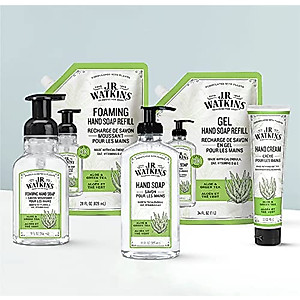 J.R. Watkins Foaming Hand Soap Pump with Dispenser, Moisturizing All Natural Hand Soap Foam, Alcohol-Free, Cruelty-Free, USA Made, Use as Kitchen or Bathroom Soap, Aloe & Green Tea, 9 fl oz, 6 Pack