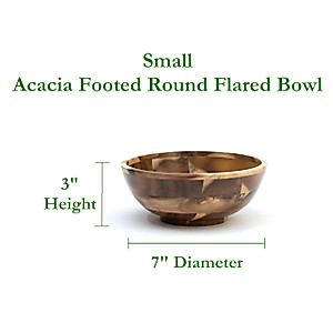 Lipper International Acacia Footed Round Flared Serving Bowl for Fruits or Salads, Small, 7" Diameter x 3" Height, Single Bowl