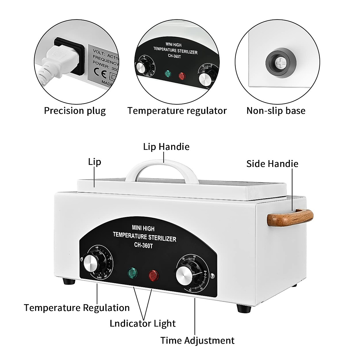 High Temperature Metal Tool Cleaning Box, 110V 300W 1.5L with Timer Manicure Pedicure SPA Salon Barber Equipment for Sundry Beauty Hair Nail Metal Tools with Handle
