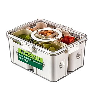 Fruit Storage Containers for Fridge with Lids & Handle, Airtight Fruit Organizer for Refrigerator with 4 Removable Colanders Stackable Fresh Produce Containers for Fridge for Vegetables(White)