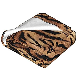 Animal Skin Tiger Print Soft Throw Blanket Super Soft Cozy Fleece Plush Reversible Blanket Size for Couch Bed Sofa Travelling Camping for Baby Adults Couch Sofa (80x60 Inches)