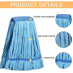 Lallisa 16 Pcs Bulk Commercial Mop Head Replacement 18 oz Tube Microfiber Mop Heads for Floor Cleaning Industrial Mop Heads Blue Looped End Wet Mop Head Refill for Home Commercial Industrial Use