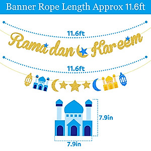 Ramadan Kareem Banner Gold Glitter | Happy Ramadan Banner Decorations | Ramadan Mubarak Party Decorations | Eid Mubarak Party Decorations