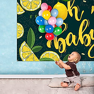Oh Baby Backdrop Banner Decor Green – Lemon Theme Baby Shower Party Decorations for Birthday Gender Reveal Supplies