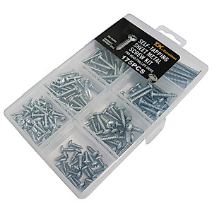 T.K.Excellent Self Tapping Screws Pan Head Phillips Drive Sheet Metal Screw Assortment Kit,175 Pieces