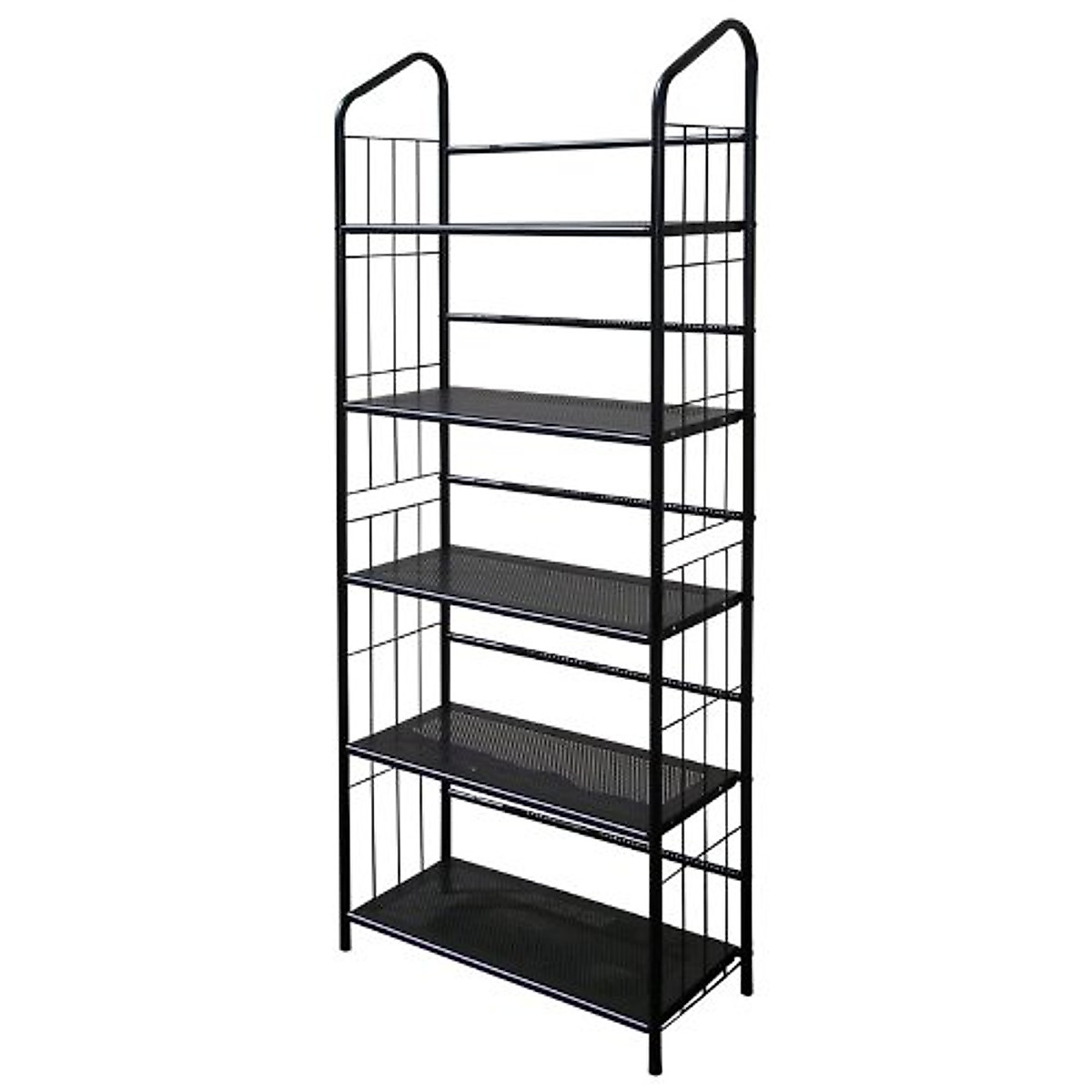 Legacy Decor 5 Tier Metal Utility Bookcase Bookshelf Rack Black Finish 13" D x 26" W x 65" H