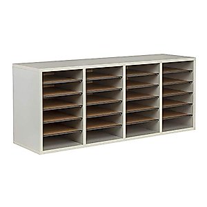 Safco Products Wood Adjustable Literature Organizer, 24 Compartment, 9423GR, Gray, Durable Construction, Removable Shelves, Perfect for Home, Office & Classrooms. Stackable,16.4'x39.4'x11.8'