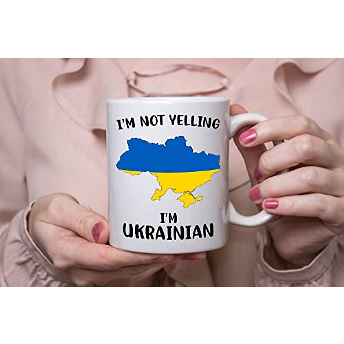 Funny Ukraine Pride Coffee Mugs, I'm Not Yelling I'm Ukrainian Mug, Gift Idea for Ukrainian Men and Women Featuring the Country Map and Flag, Proud Patriot Souvenirs and Gifts