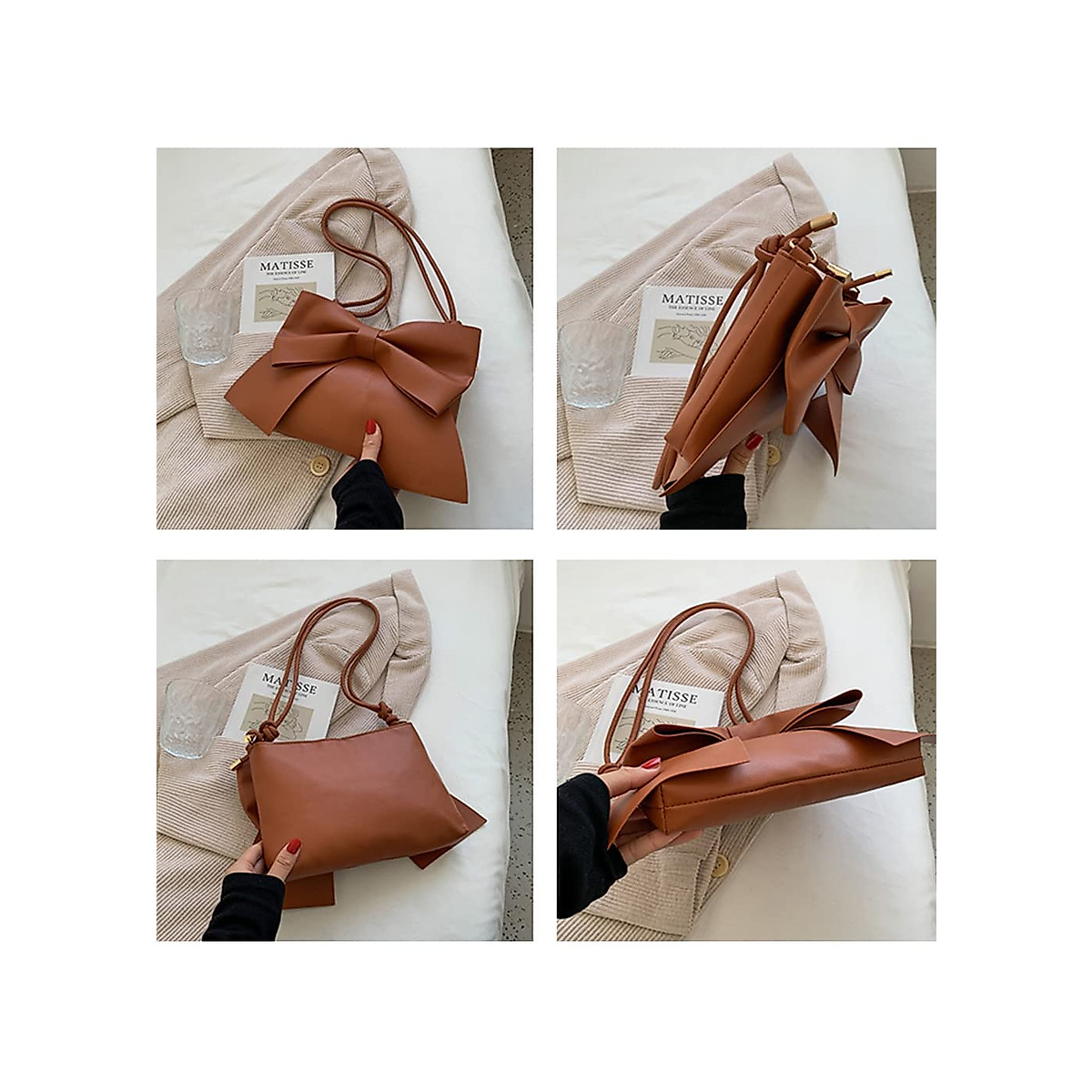 YAQUNICER Women Sweet Bow-knot Underarm Bag Party Shoulder Bags Purse Handbag Clutch-Black