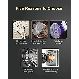 Compact Laundry Dryer, OOTDAY 9lbs portable Clothes Dryer Machine, 110V Electric Portable Clothes Dryer with Stainless Steel Tub for Existing Laundry Machines Drying Excellence Guaranteed