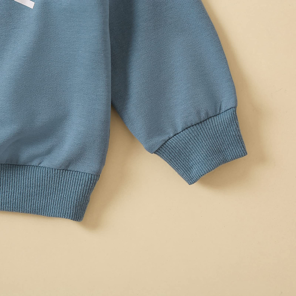 fhutpw Toddler Baby Boy Clothes 2pcs Fall Outfits Long Sleeve Solid Sweatshirt T-Shirt Top Striped Drawstring Pants Set (Little Dude- Blue & Gray, 12-18 Months)