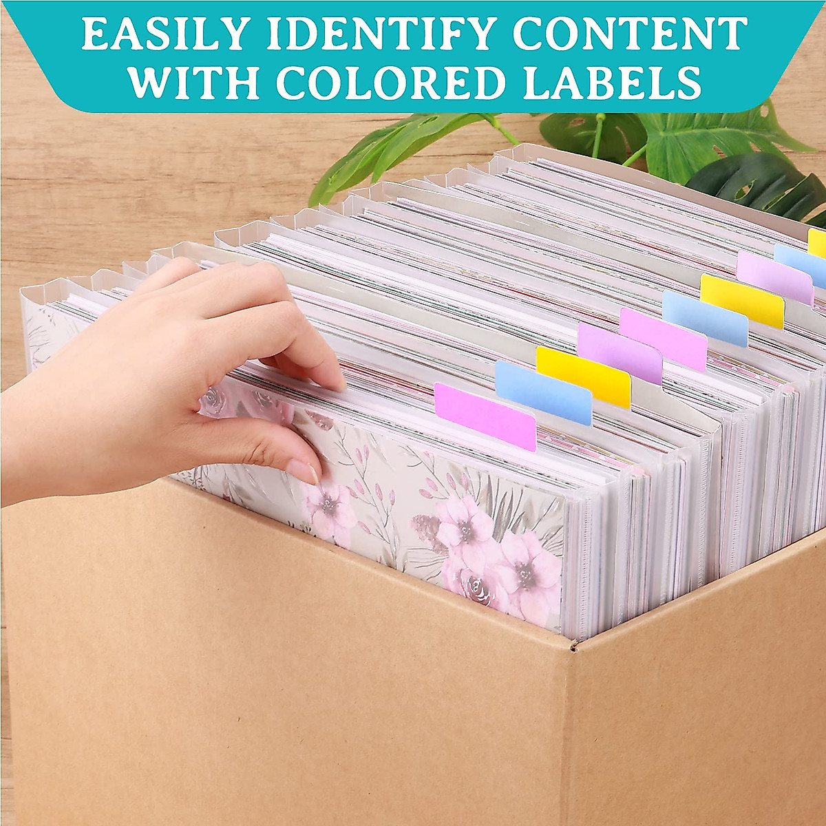 Caydo 20 Pieces Scrapbook Paper Storage Clear 12 x 12 Paper Storage Organizer with Tabs and Gusset Bottom for Holding Scrapbook Paper, Vinyl Paper, Paper, Cardstock