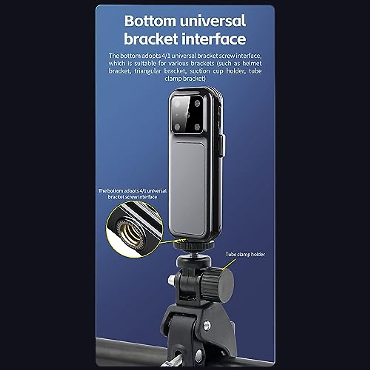 Wearable Camera, Infrared Night WiFi Sports Camera with Suction Cup for Video Recording