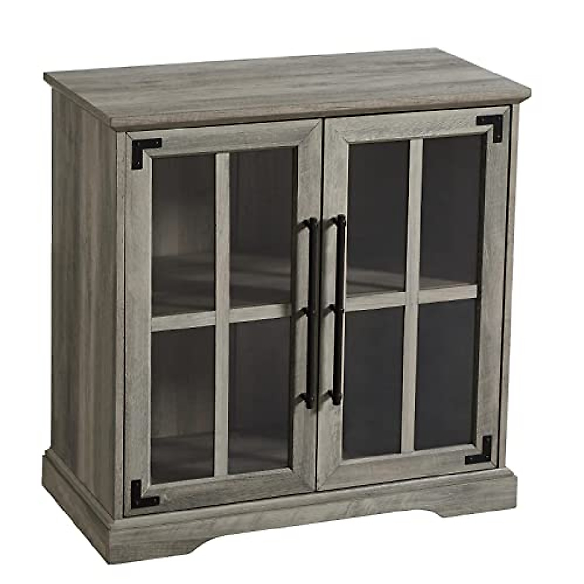 Okvnbjk Buffet Cabinet, 32 Inch Sideboard Coffee Bar Cabinet with Adjustable Shelves for Kitchen Small Accent Storage Cabinet(Grey Wash)