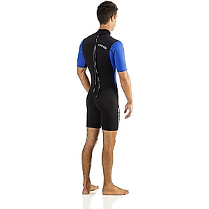 Cressi Men's Tahiti 2.5mm Shorty Suit with Wetsuit Hanger, Black/Blue, Large/4